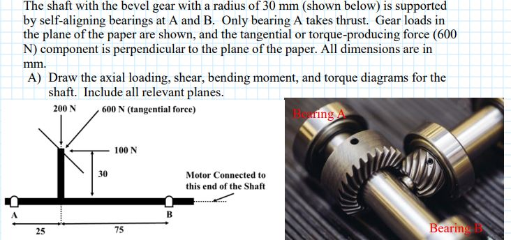 Solved The shaft with the bevel gear with a radius of 30 mm | Chegg.com