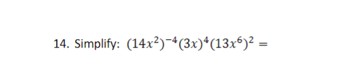 Solved (14x2)−4(3x)4(13x6)2= | Chegg.com