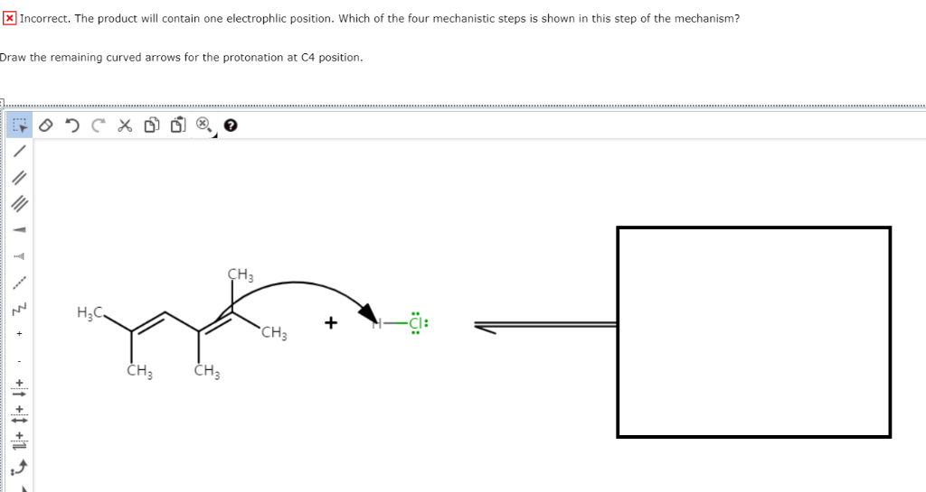 Solved Draw step 1 of the mechanism for the protonation at | Chegg.com