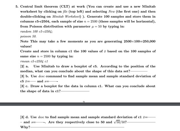 Solved 5. Central limit theorem (CLT) at work (You can | Chegg.com