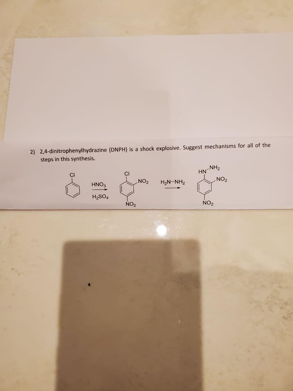 Solved 2) 2,4-dinitrophenylhydrazine (DNPH) is a shock | Chegg.com