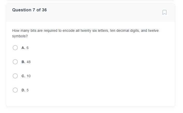 Solved Question 7 ﻿of 36How many bits are required to encode | Chegg.com