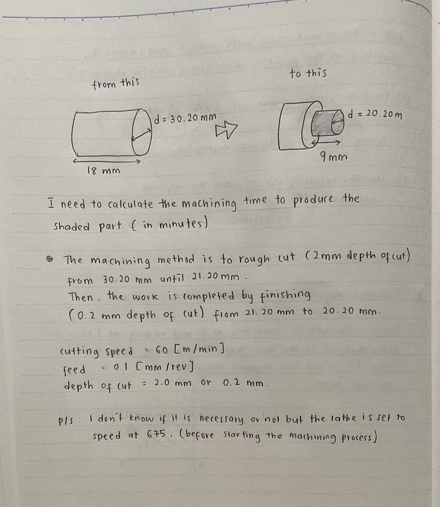 Solved please teach me how to calculate the machining time. | Chegg.com