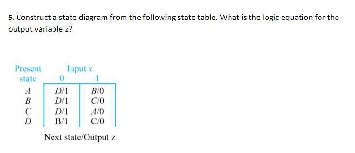Solved 5. Construct a state diagram from the following state | Chegg.com