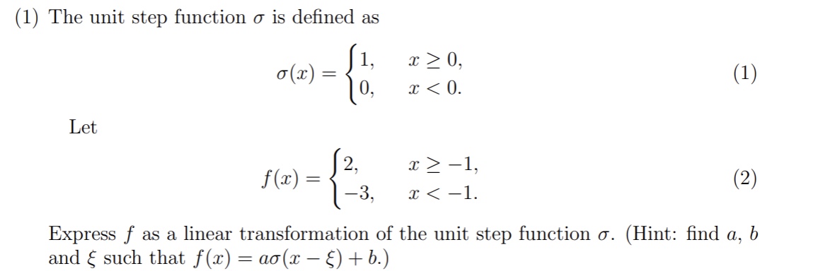 Solved (1) ﻿The unit step function σis ﻿defined | Chegg.com