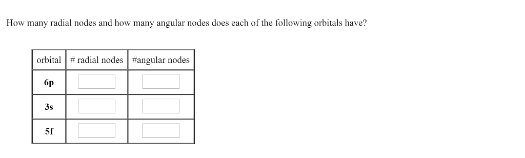 Solved How Many Radial Nodes And How Many Angular Nodes Does