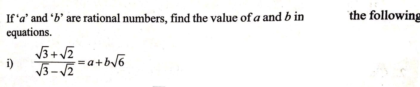 Solved the following If ‘a' and 'b' are rational numbers, | Chegg.com