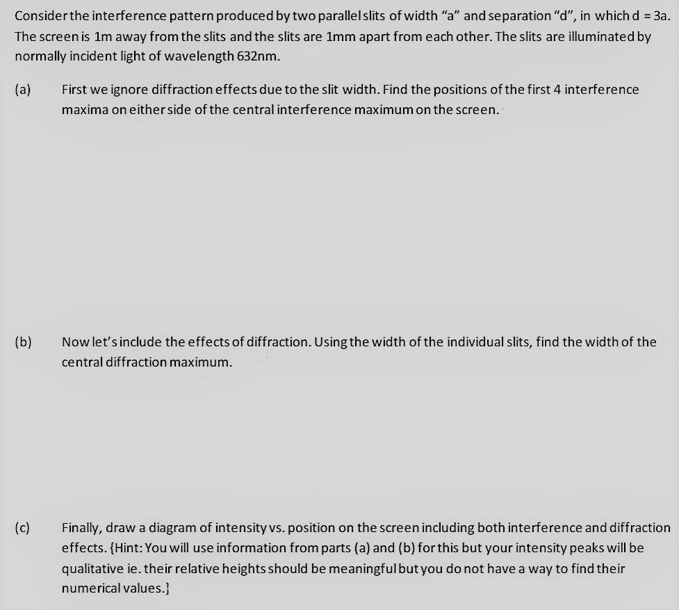 Solved Consider the interference pattern produced by two | Chegg.com