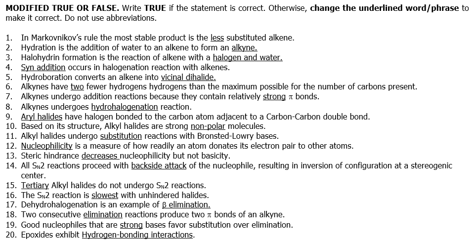 Solved MODIFIED TRUE OR FALSE. Write PASS if the statement | Chegg.com
