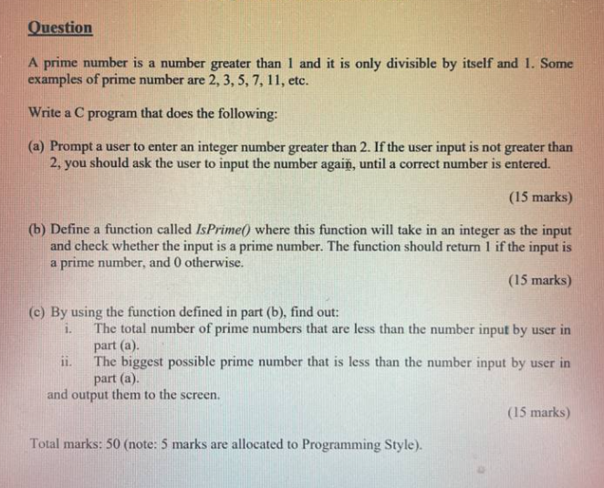 Solved Question A prime number is a number greater than 1 | Chegg.com