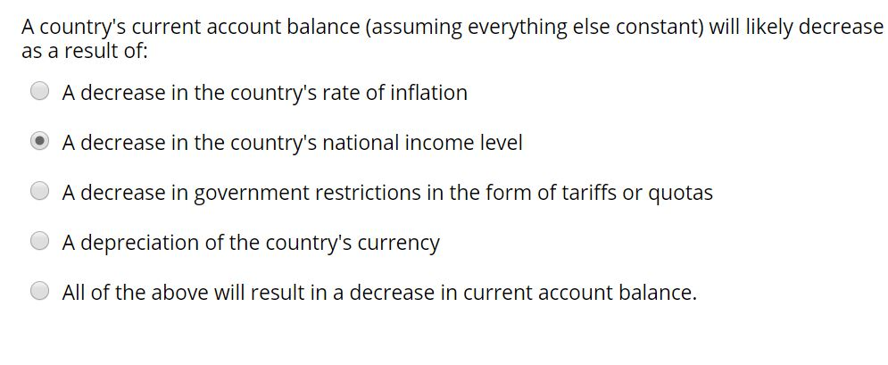 Solved A country's current account balance (assuming | Chegg.com