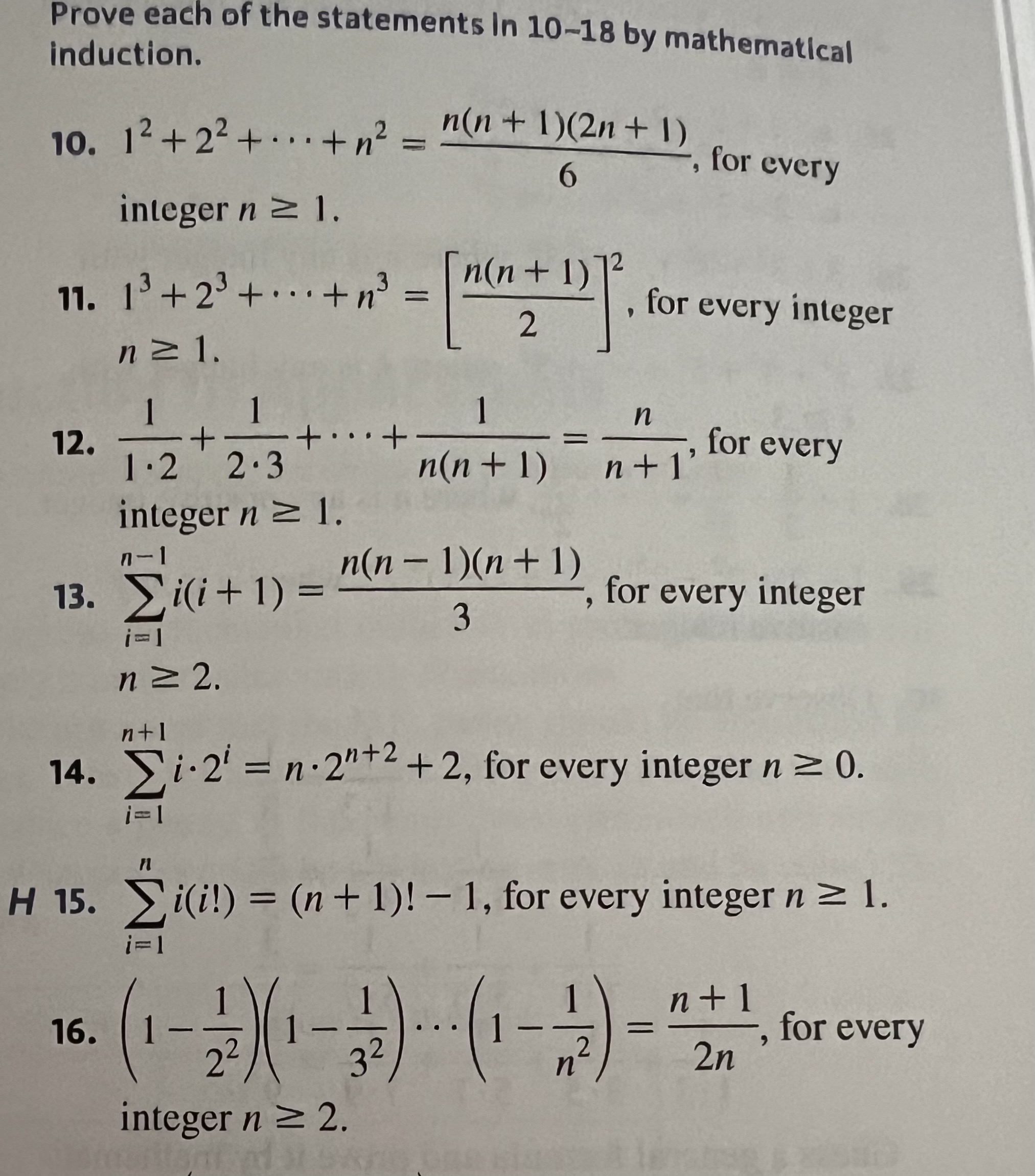 Solved Prove each of the statements in 10-18 by mathematical | Chegg.com