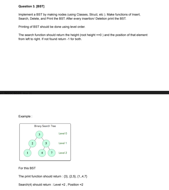 Solved Question 3. (BST) Implement a BST by making nodes | Chegg.com Solved Question 3. (BST) Implement a BST by making nodes | Chegg.com