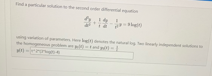 Solved Find a particular solution to the second order | Chegg.com