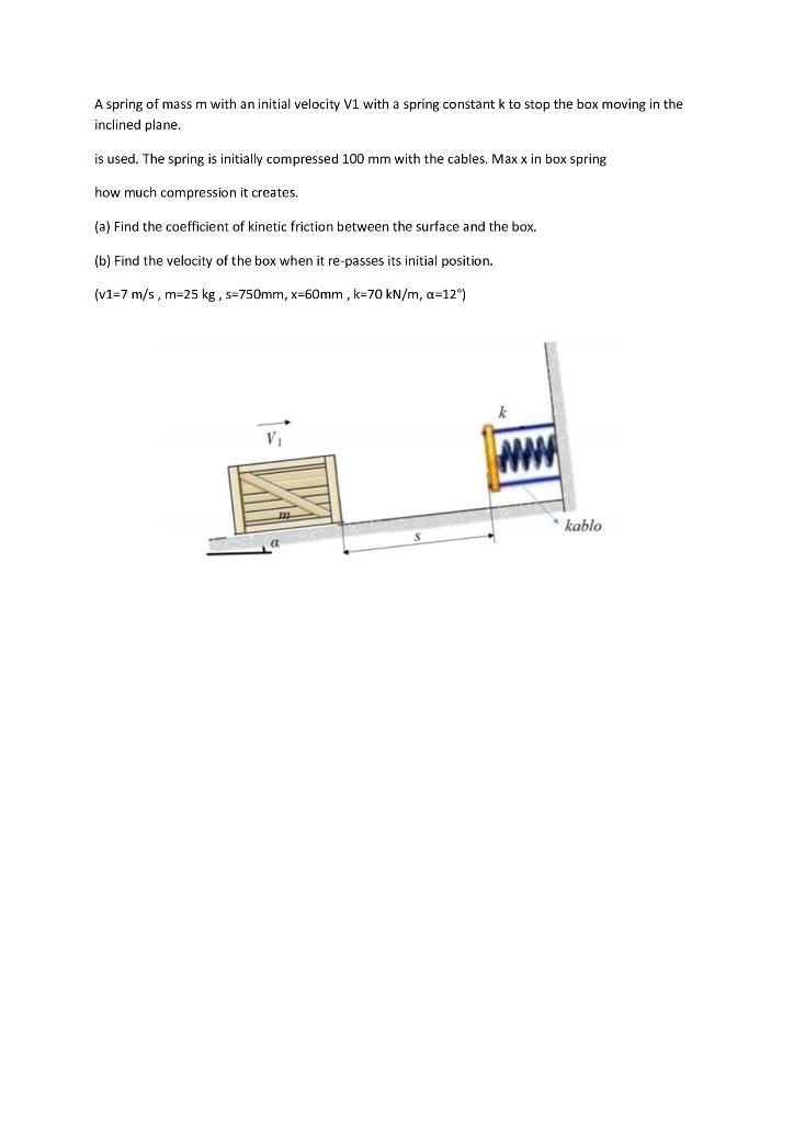 Solved A spring of mass m with an initial velocity V1 with a | Chegg.com