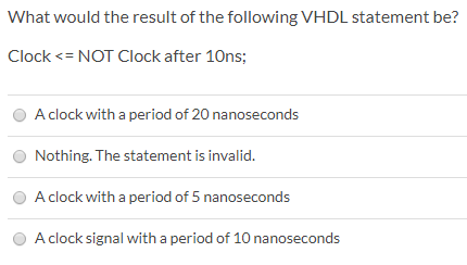 Solved What would the result of the following VHDL statement | Chegg.com