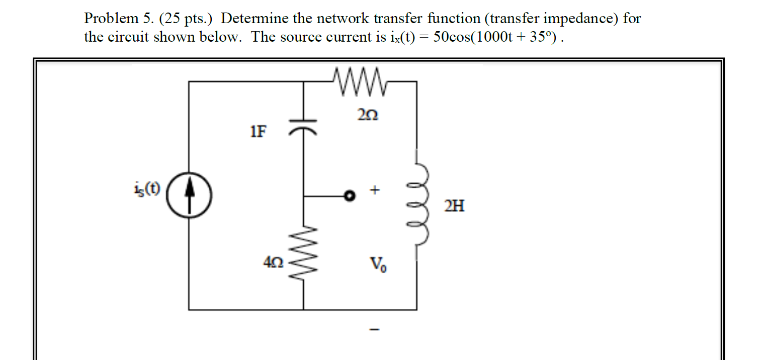 Solved Problem 5. (25 pts.) Determine the network transfer | Chegg.com