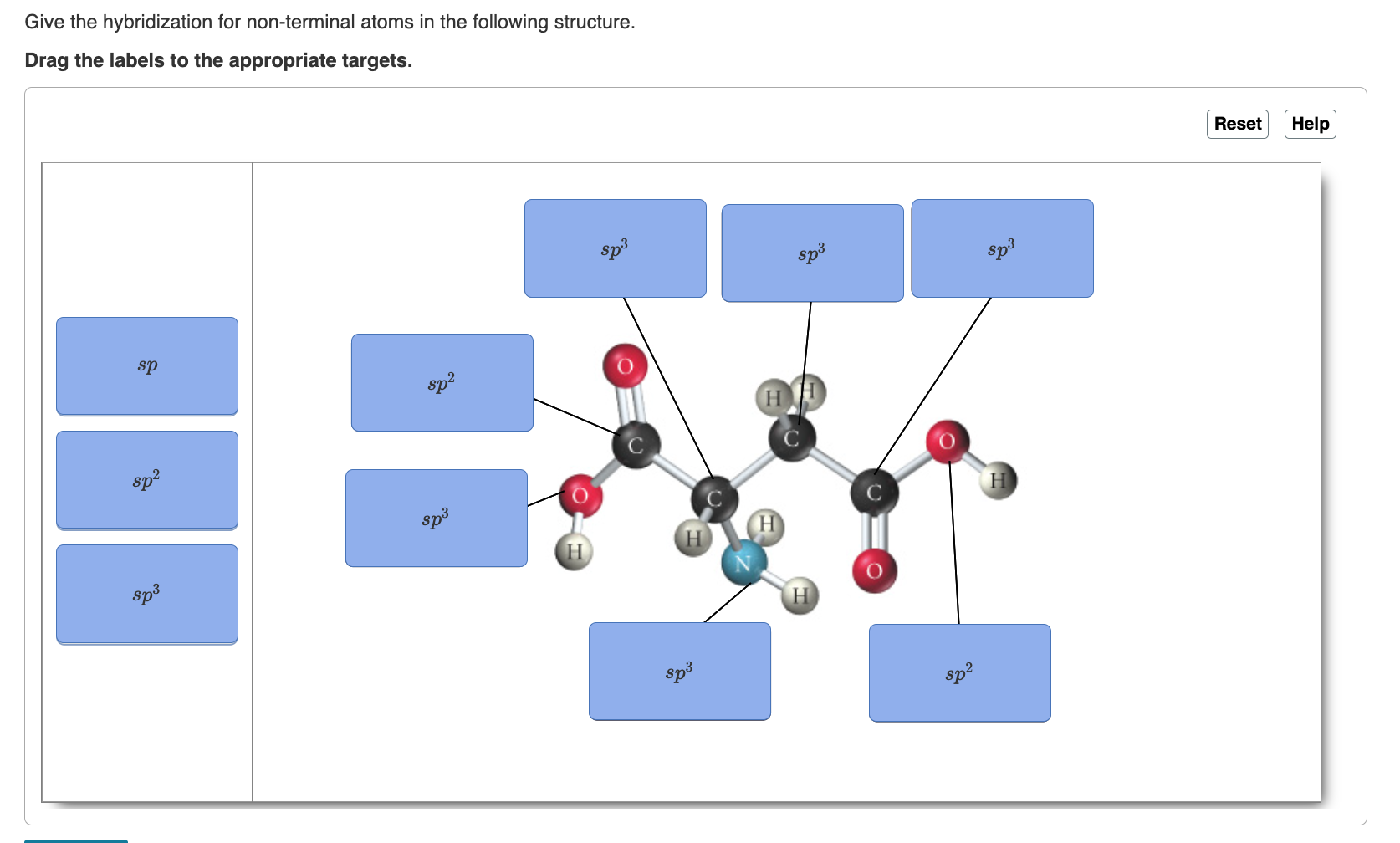 Solved Give the hybridization for non-terminal atoms in the | Chegg.com