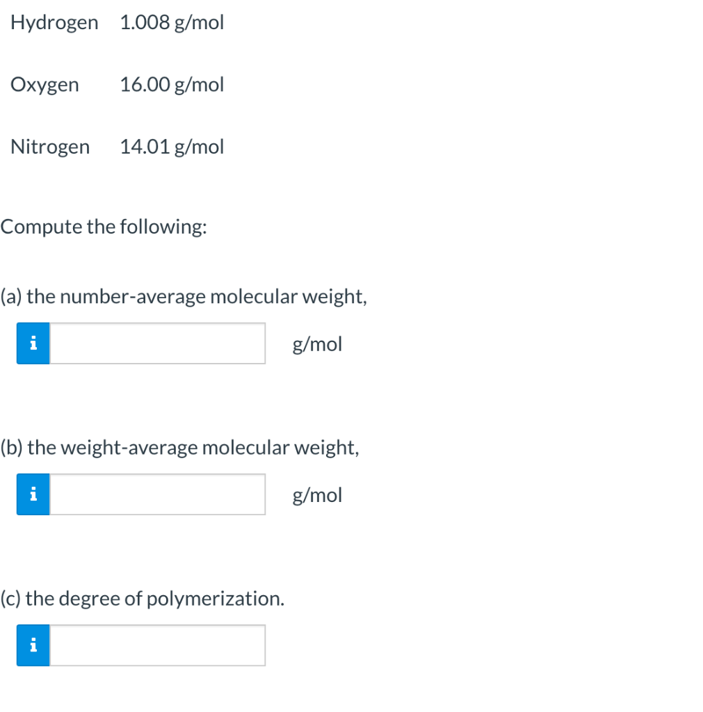 Solved The following table lists molecular weight data for a | Chegg.com
