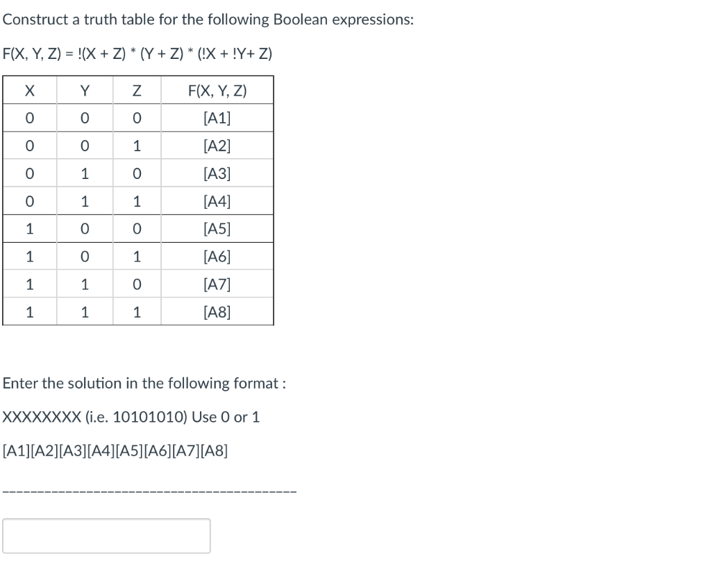 Solved Construct a truth table for the following Boolean | Chegg.com