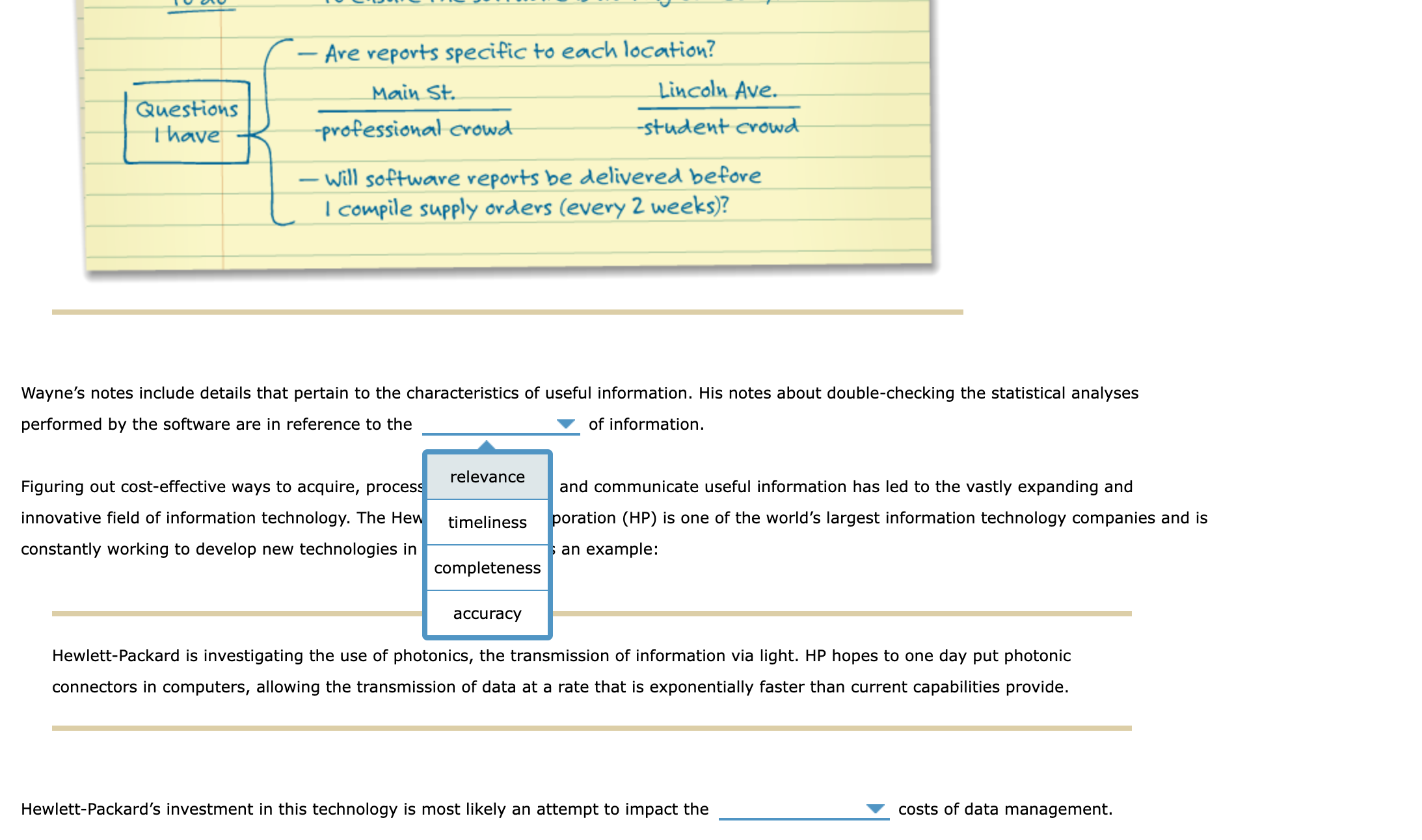 Wayne's notes include details that pertain to the | Chegg.com