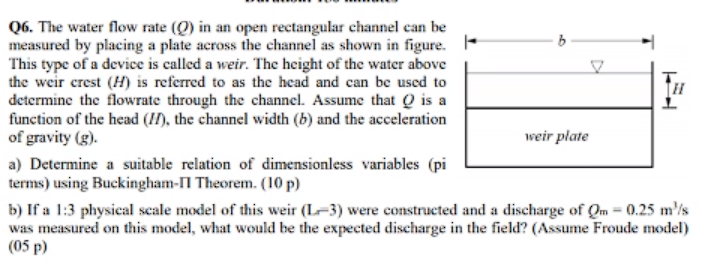 Solved 06. The water flow rate (Q) in an open rectangular | Chegg.com