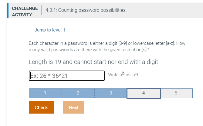 Solved CHALLENGE ACTIVITY 4.3.1: Counting password | Chegg.com