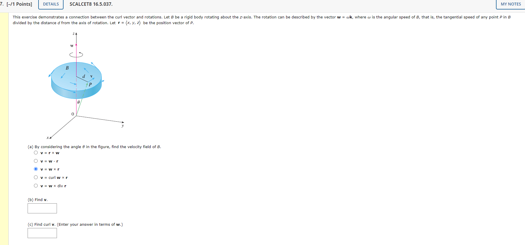 Solved 7. [-/1 Points] DETAILS SCALCET8 16.5.037. MY NOTES | Chegg.com