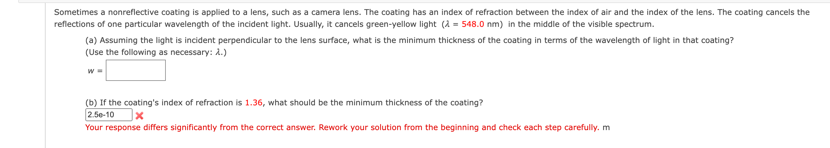Solved reflections of one particular wavelength of the | Chegg.com