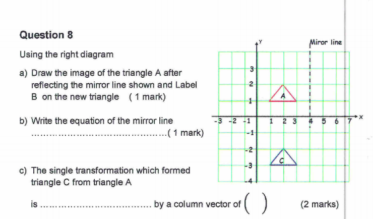 Solved Question 8 Miror line 3 Using the right diagram a) | Chegg.com