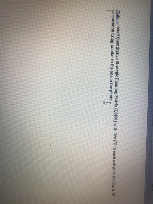 Make a detail Quantitative Strategic Planning Matrix | Chegg.com