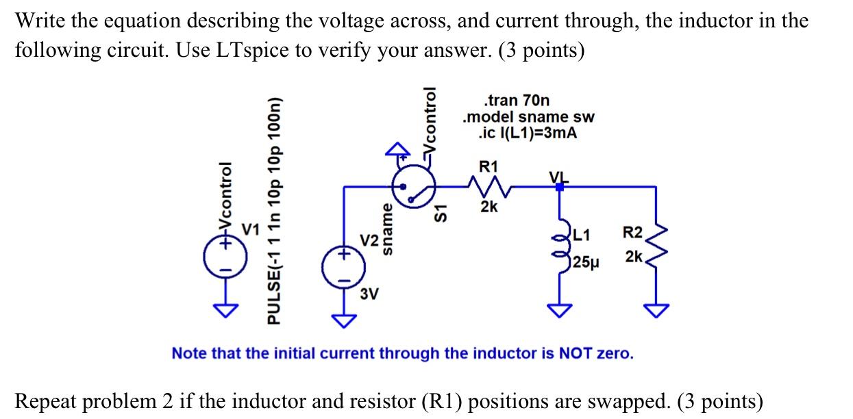 Write The Equation Describing The Voltage Across And 