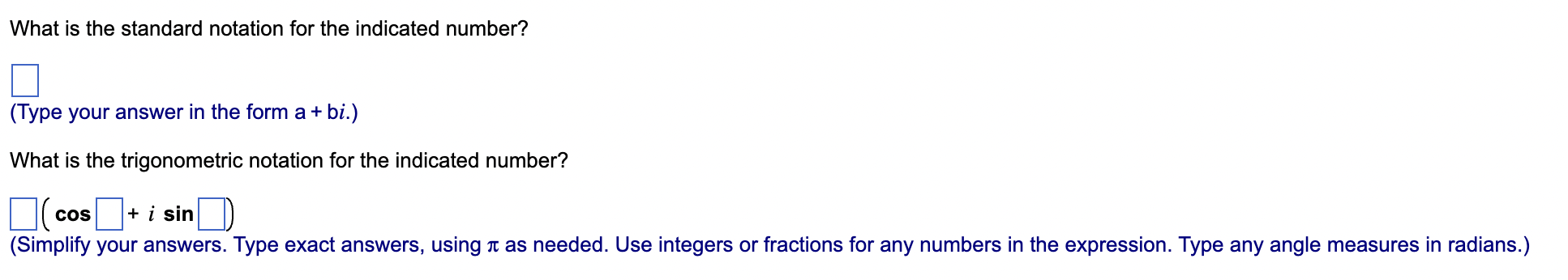 Solved Almaginary Express the indicated number in both | Chegg.com