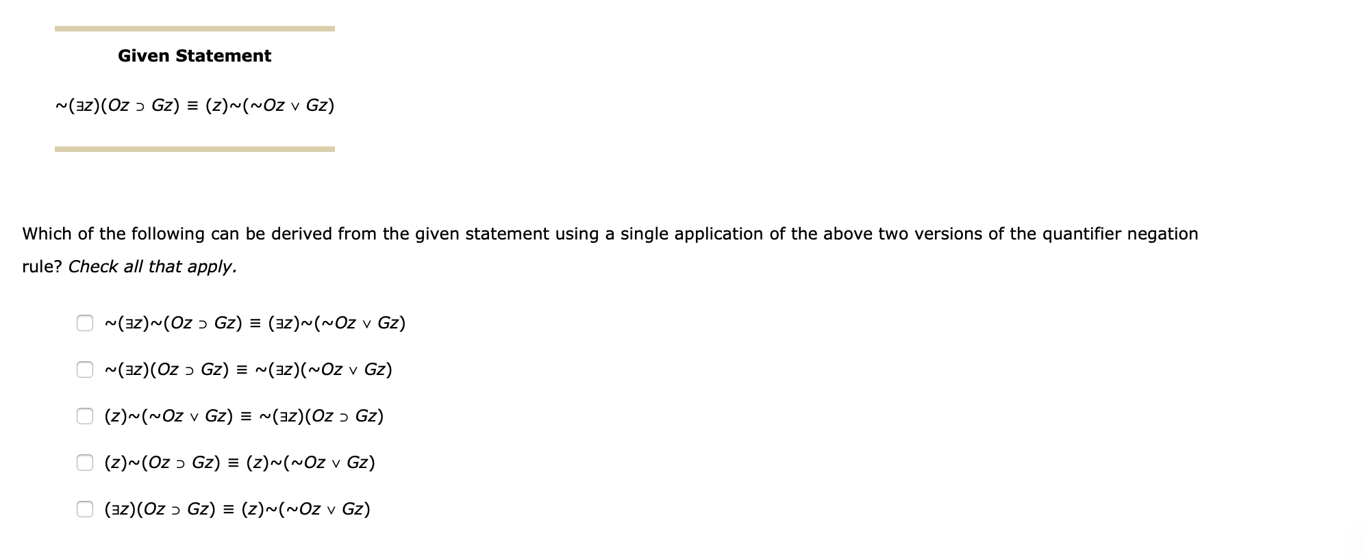 Solved 2. Quantifier Negation - Part II Since the | Chegg.com