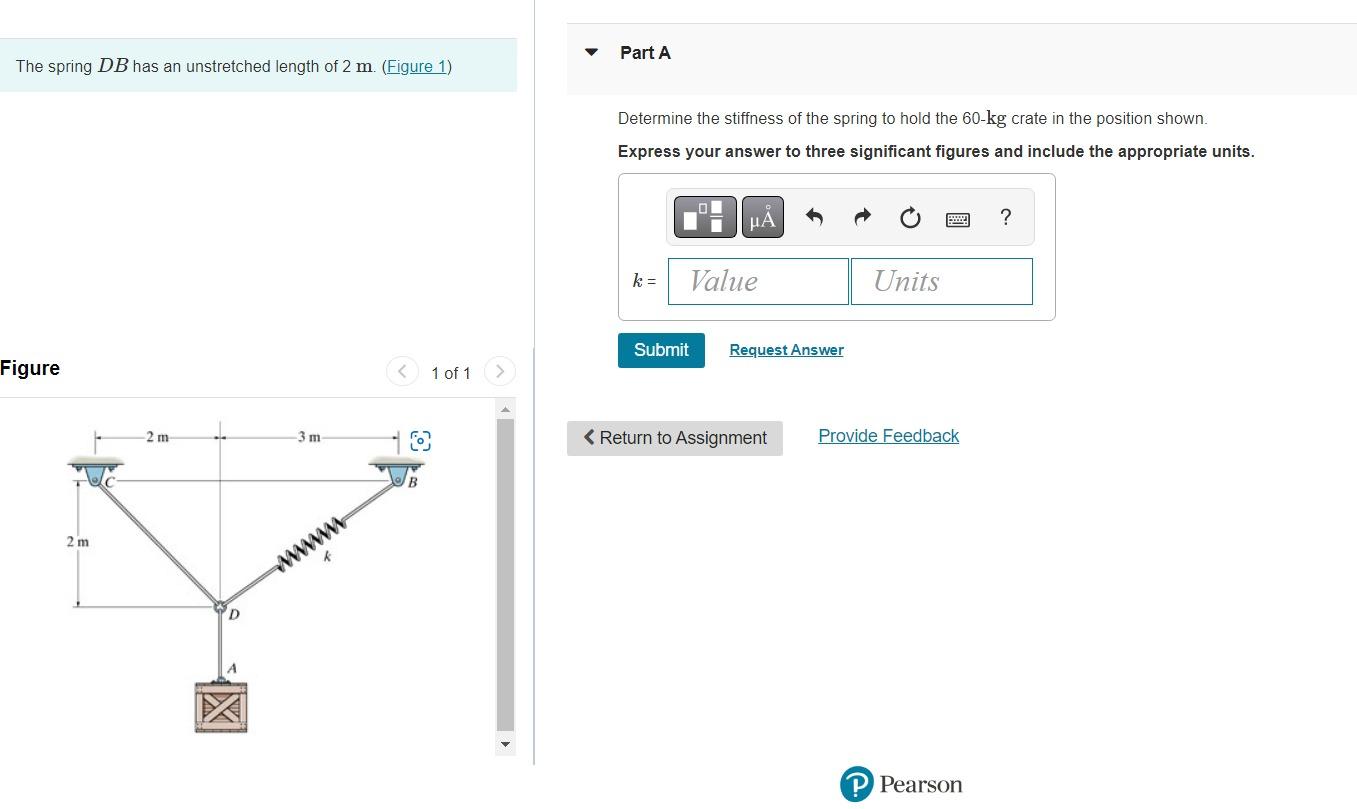 Solved The spring DB has an unstretched length of 2 m. | Chegg.com