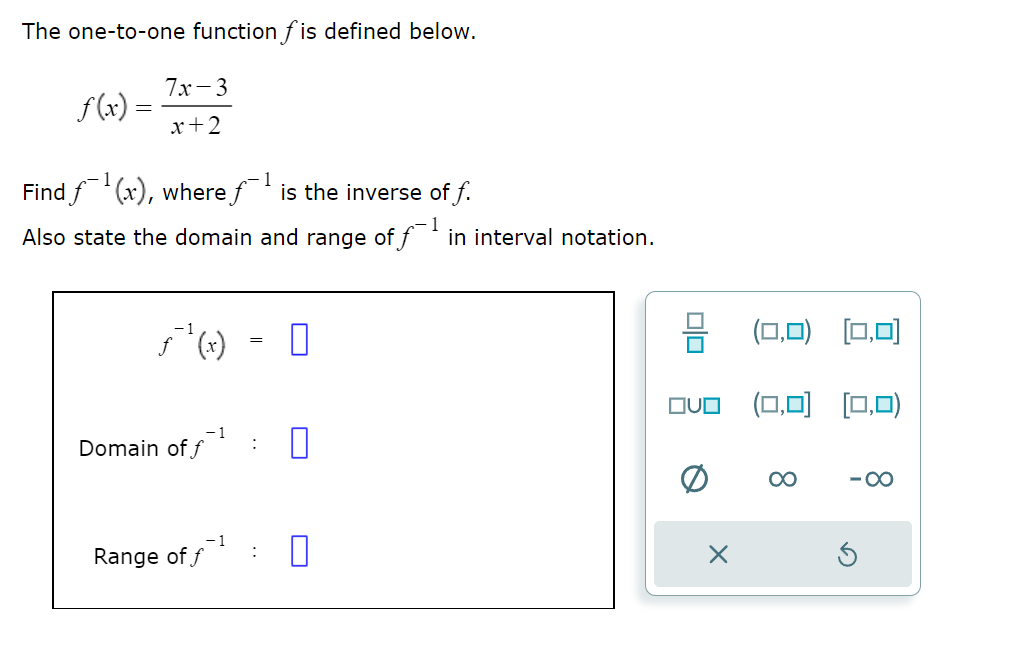 Solved The one-to-one function f is defined below. | Chegg.com