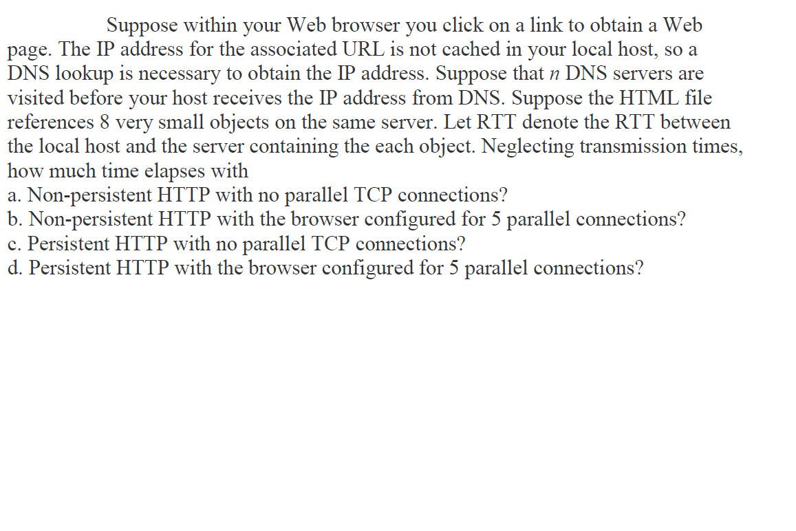 Solved Suppose within your Web browser you click on a link | Chegg.com