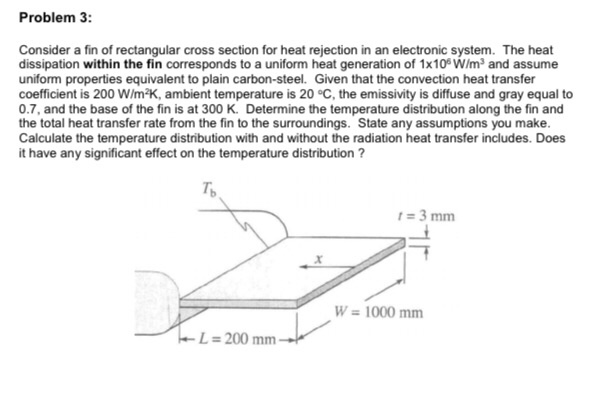 Solved Problem 3: Consider a fin of rectangular cross | Chegg.com