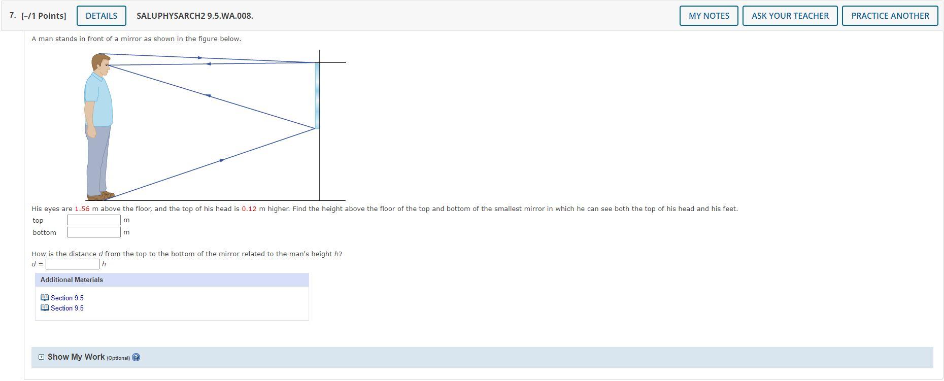 Solved 7. (-/1 Points] DETAILS SALUPHYSARCH2 9.5.WA.008. MY | Chegg.com