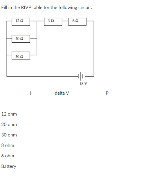 Solved Fill in the RIVP table for the following circuit. 120 | Chegg.com