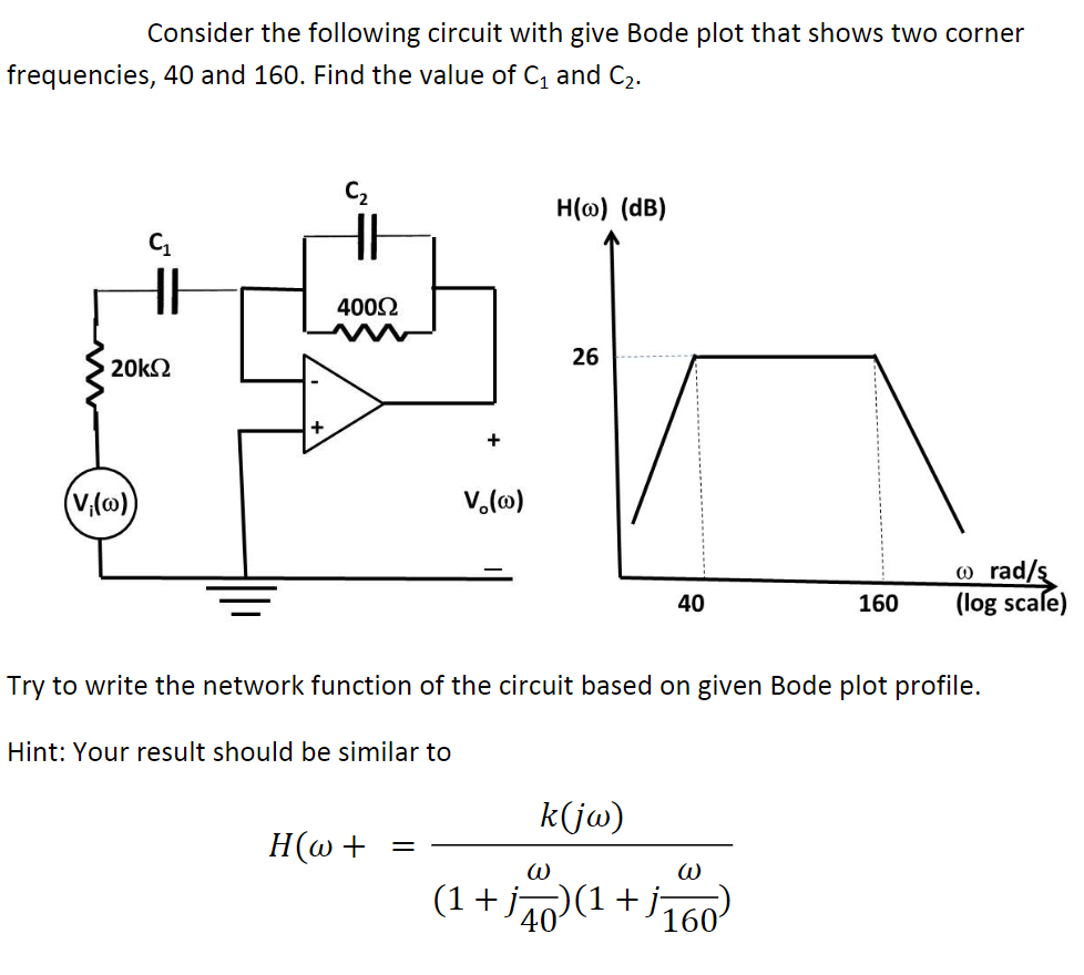 Solved Consider the following circuit with give Bode plot | Chegg.com