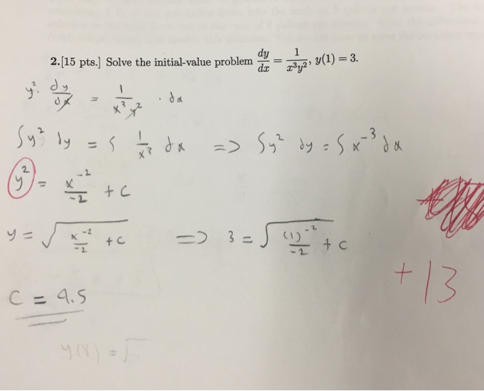 Solved Solve the initial-value problem dy\dx = 1\x^3Y^2, y | Chegg.com