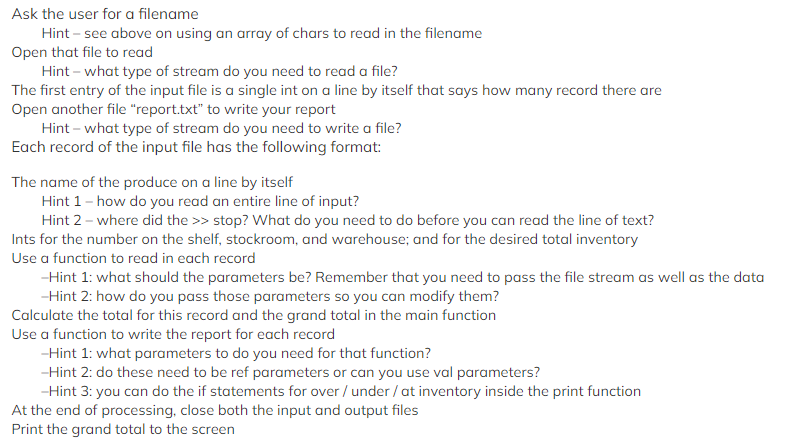 Solved Ask the user for a filename Hint - see above on using | Chegg.com