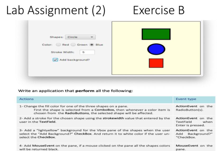 Solved Lab Assignment (2) Exercise B Blue Shapes Circle | Chegg.com