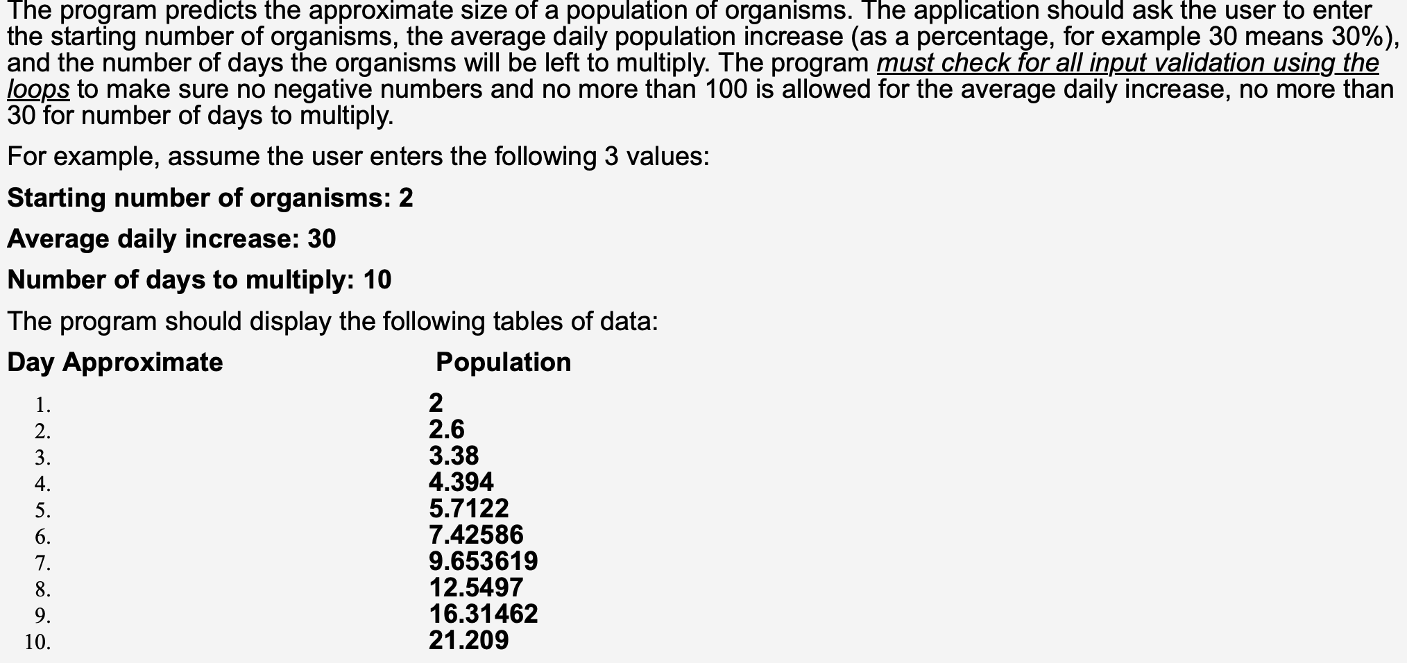 Solved The program predicts the approximate size of a | Chegg.com