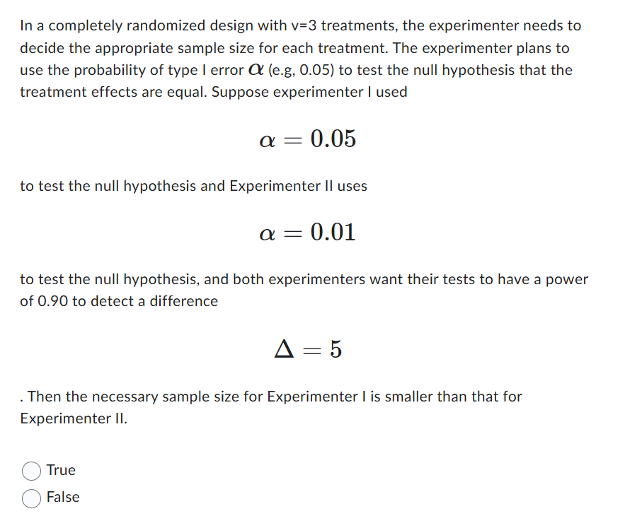 Solved In a completely randomized design with | Chegg.com