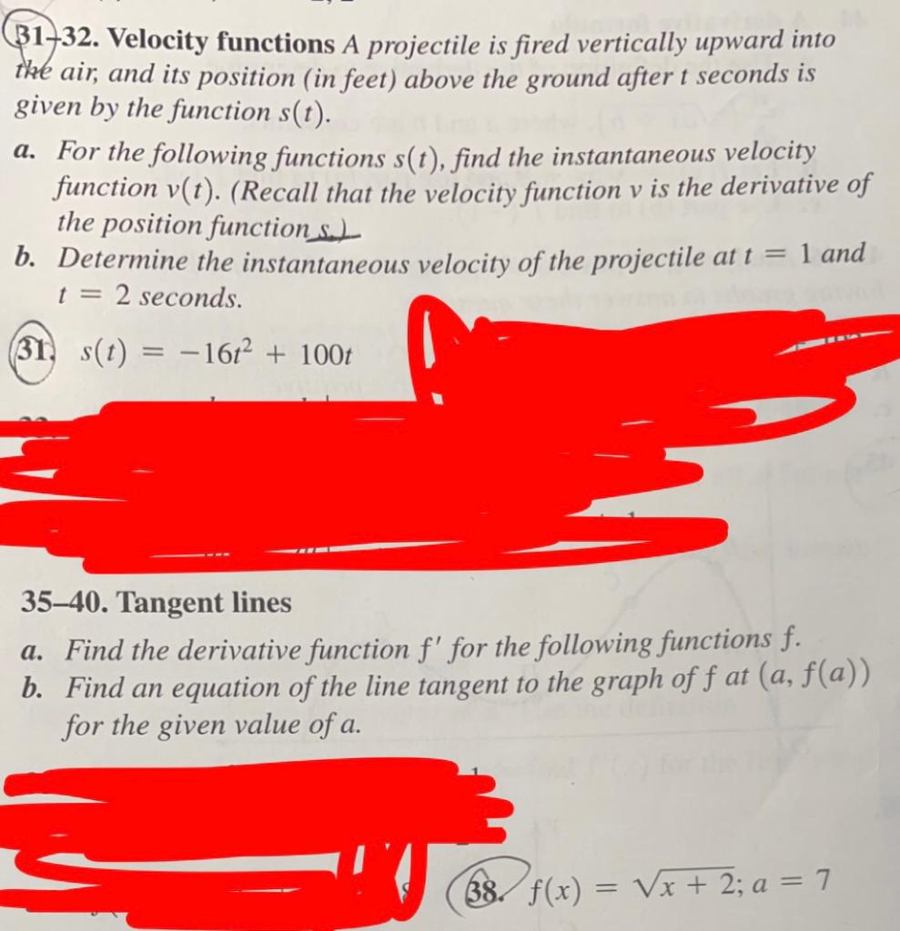 Solved 31–32. Velocity functions A projectile is fired | Chegg.com