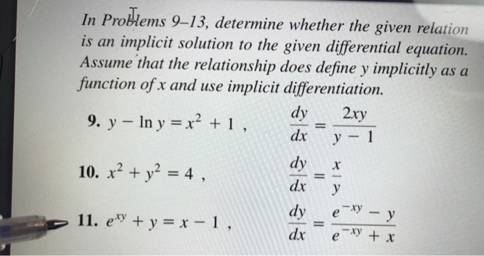 Solved How to solve Q11? Note: the implicit relation is a | Chegg.com