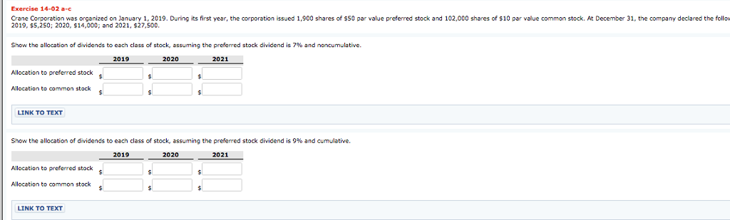 Solved Exercise 14-02 a-c Crane Corporation was organized on | Chegg.com