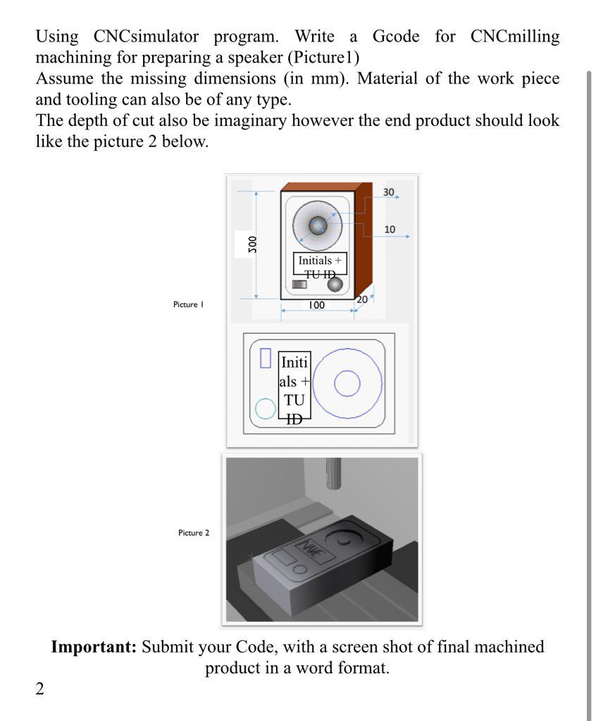 Solved Using CNCsimulator program. Write a Gcode for | Chegg.com